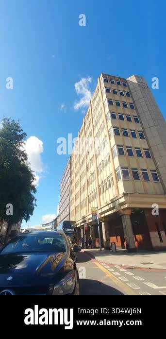 Coventry Central City Street Tour on Car. Low and Wide Angle Car ...