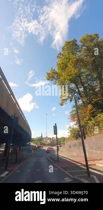 Coventry Central City Street Tour on Car. Low and Wide Angle Car ...