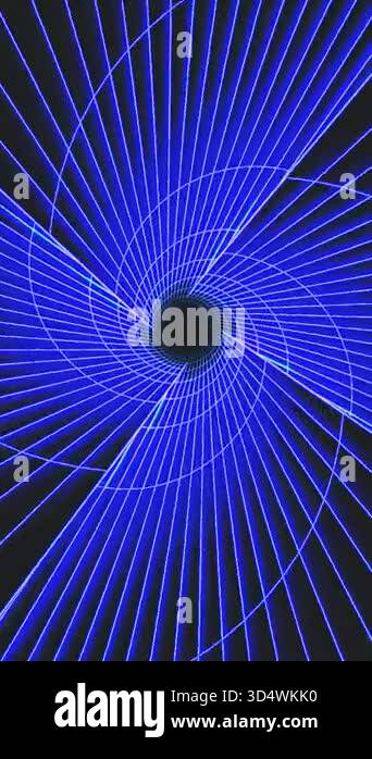 Luminous blue lines converge into a central vortex, a geometric, hypnotic pattern against a dark ...