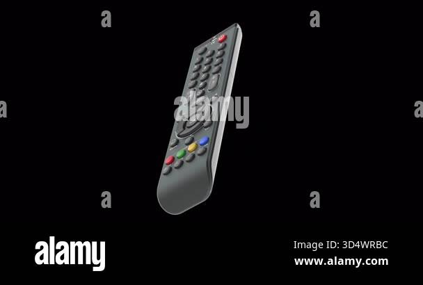 TV remote control rotation animation, seamlessly loopable. 3D rendering ...