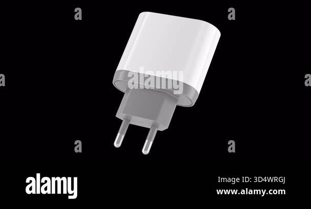 USB-C Wall Charger, Power Adapter for Smartphone rotation animation ...