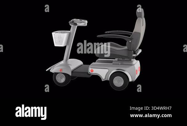 Powered Mobility Scooter, 4 Wheel rotation animation seamlessly ...