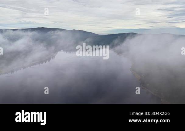 Enigmatic landscape featuring veiled body of water, Dreamlike scene ...