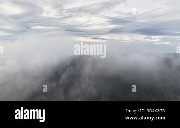 Dawn fog unveils, Early day fog lifts showcasing distant views, Sunrise ...