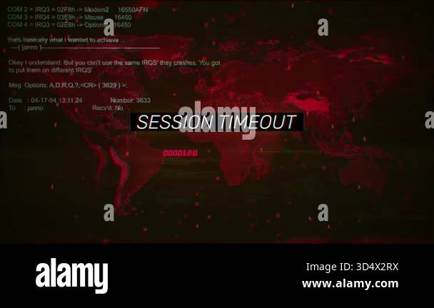 Session Timeout Warning Text on hacking background screen Stock Video ...