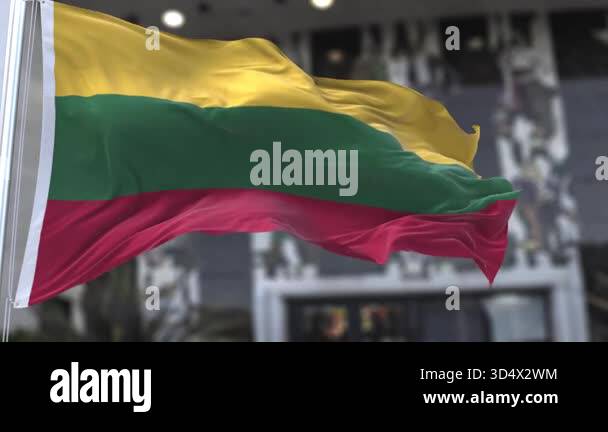 Lithuania Wavy Flag in the Wind Waving Official Flag 4K Stock Video ...