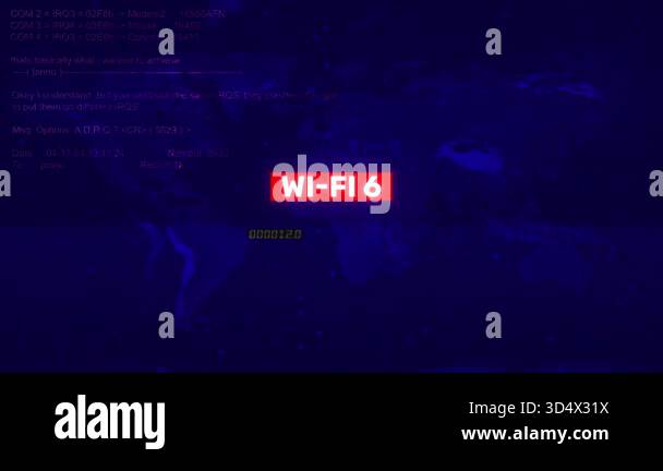 Wi-Fi 6 Error Warning Text on hacking background screen Stock Video ...