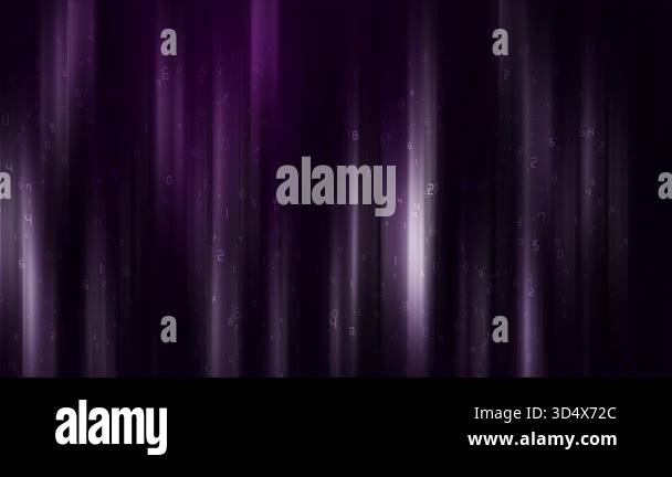 Abstract digital rain with vertical light beams and floating numbers ...