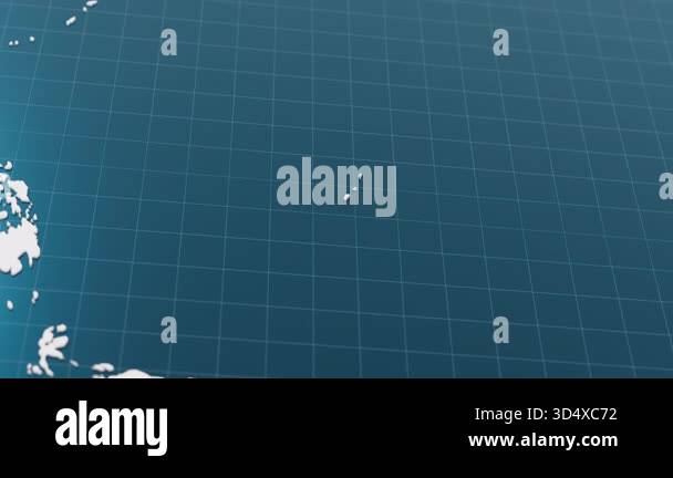 Blue Guam 3d map with pointer pin surrounded with other countries in ...