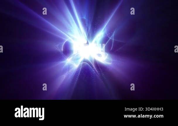 Bright blue and purple energy burst with glowing rays and particle ...