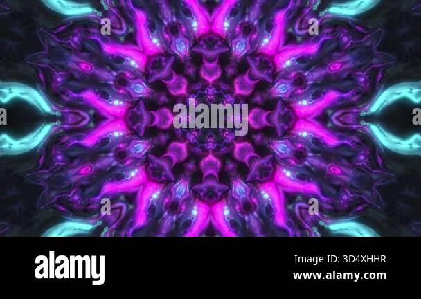 Vibrant abstract kaleidoscope animation with glowing purple and pink ...