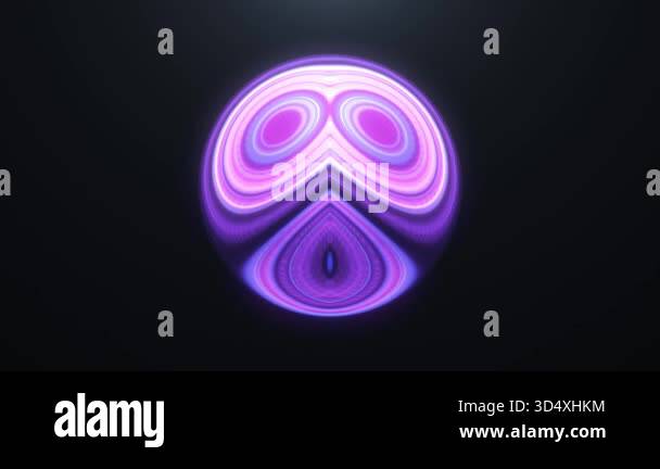 Abstract glowing 3D sphere with neon concentric rings and smooth ...