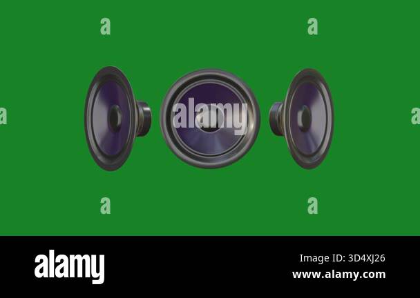 Audio illustration with dynamic speaker design on green background, 3d ...