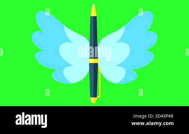 Flying Pen with Wings for Creative Writing Concept Stock Video Footage ...