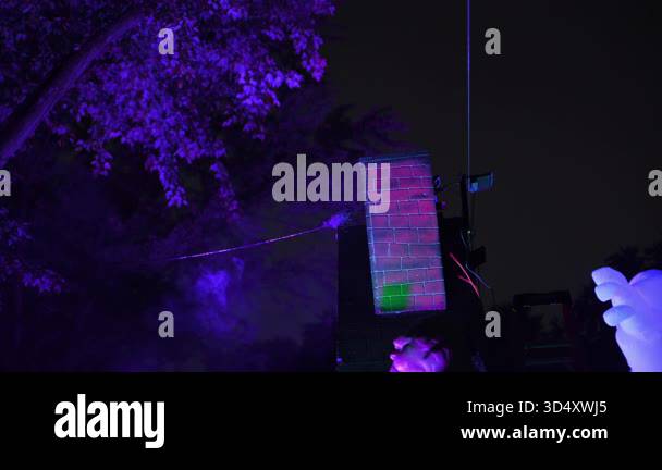 Halloween prop chimney emitting bright red and orange fog to mimic fire ...