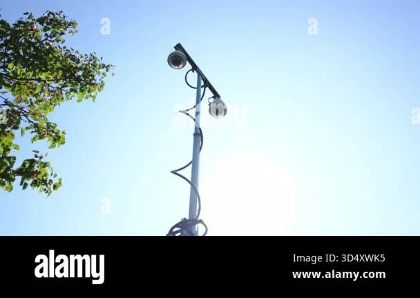 Mobile police surveillance tower with the multiple security cameras ...