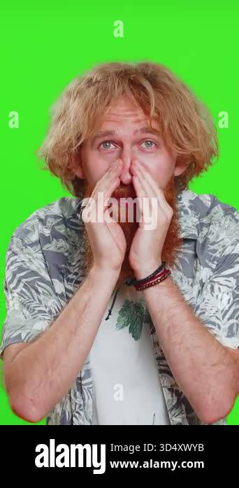 Keep my secrets, silence. Young man whisper news rumors holding hands ...