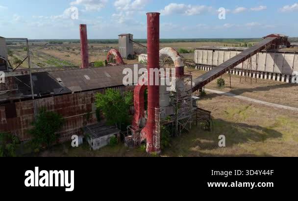 Industrial ruins of former phosphate mining plant in central Florida ...