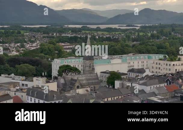 Killarney, Ireland, County Kerry - Aerial Drone Shot in Cloudy day of ...