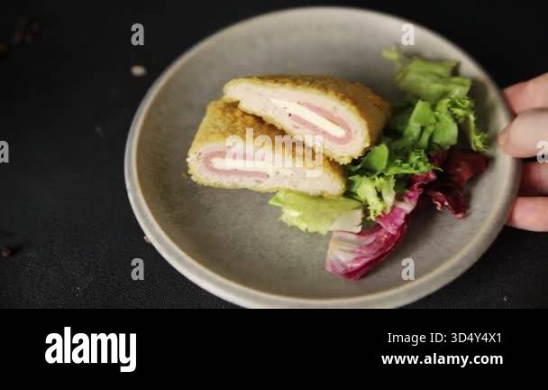 Cordon bleu cutlet meat dish French cuisine vegetable dish natural ...