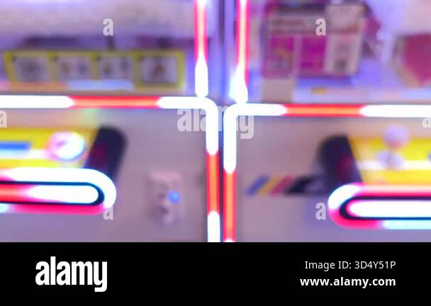 Blurred of chase LEDs on claw machine, indoor Chiangmai Thailand Stock ...