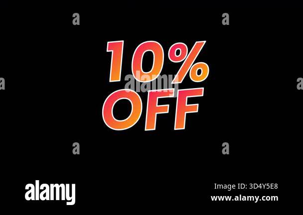 10% Off animated sale text with bold typography on a transparent ...