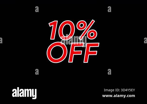 10% Off animated sale text with bold typography on a transparent ...