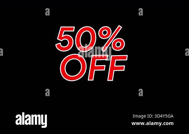 50% Off animated sale text with bold typography on a transparent ...