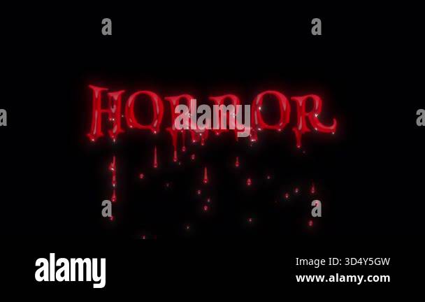 Horror animated text with dripping blood effect on a transparent ...