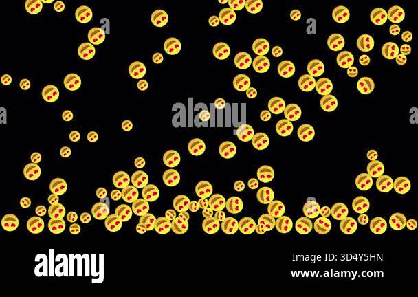 Smiling emoji icons falling animation on transparent background ...