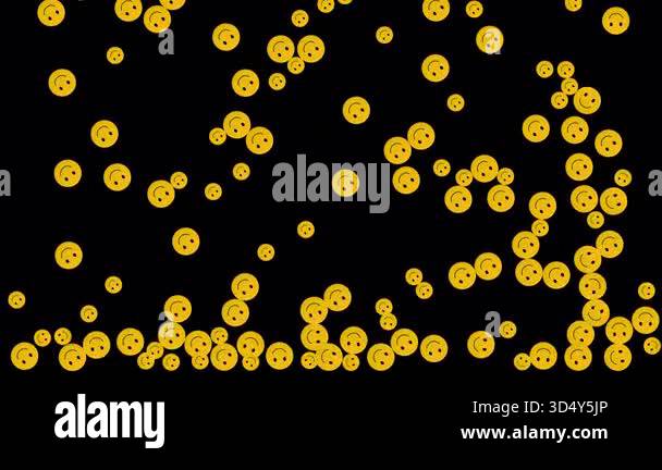 Smiling emoji icons falling animation on transparent background ...