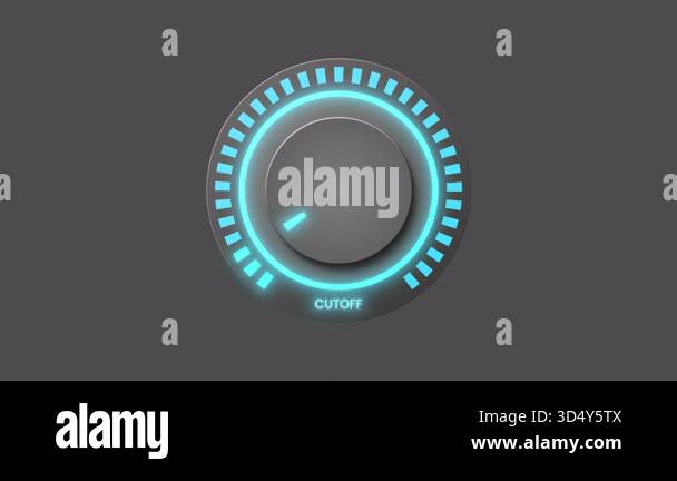 Animated rotary knob turning on, UI interface dial switch for power ...