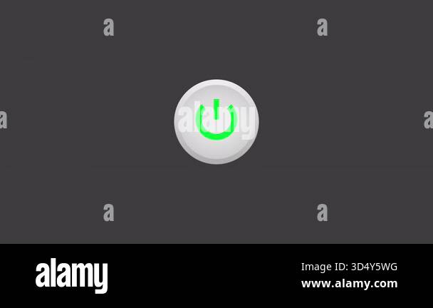 Power Button Press Animation with Glowing Ring and Power Symbol on ...
