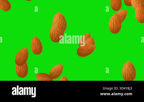 Falling almonds motion graphics with green screen background Stock ...