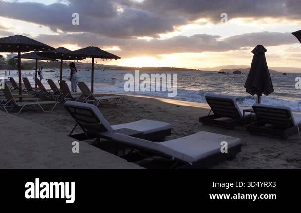 Chania (Crete), Greece - September 16, 2025 - sunset on Nea Chora Beach ...