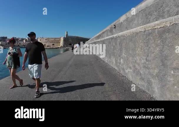 Heraklion, Greece - September 20, 2025 - walking in the port of Iraklio ...