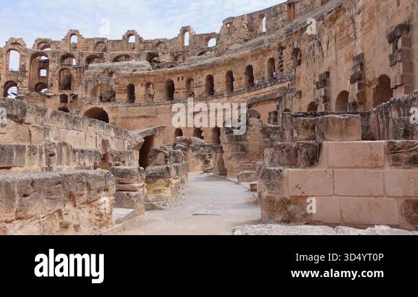 El Jem, Tunisia - September 9, 2025 - inside the El Jem Roman ...