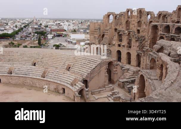 El Jem, Tunisia - September 9, 2025 - inside the El Jem Roman ...