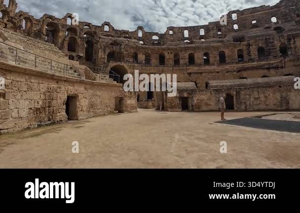 El Jem, Tunisia - September 9, 2025 - inside the El Jem Roman ...