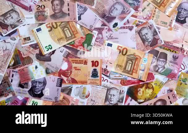 Money background, currency exchange, paper banknotes from different ...