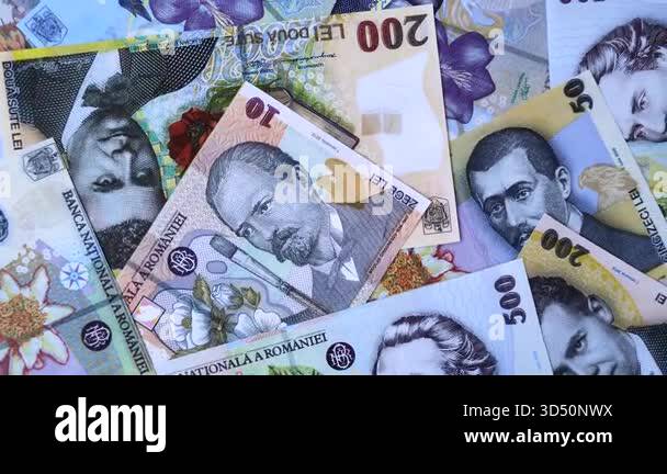 Money, currency of Romania, Romanian leu banknotes of various ...