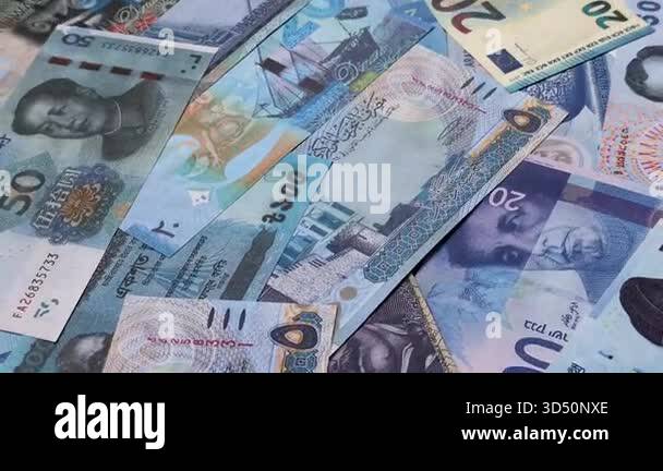 Money background, currency, paper banknotes from different countries ...