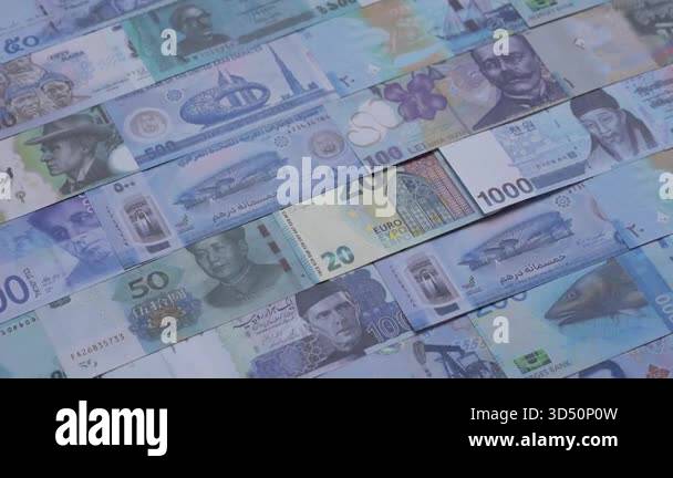 Money background, currency, paper banknotes from different countries ...
