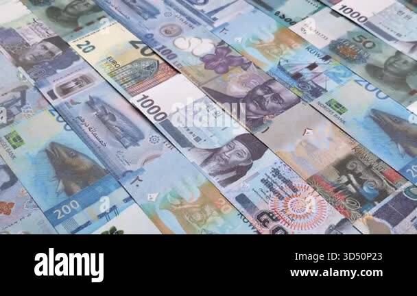 Money background, currency, paper banknotes from different countries ...