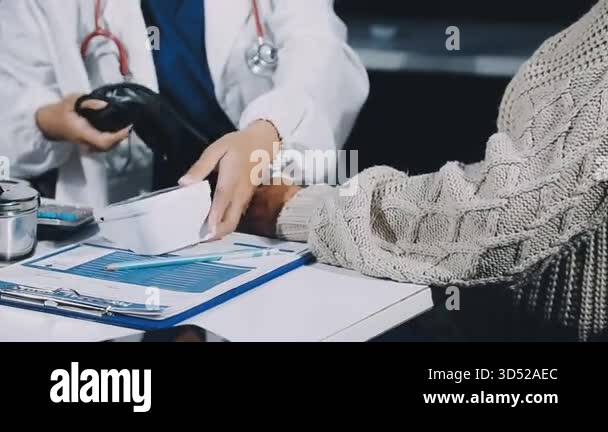 close up. doctor with a stethoscope in a medical office Stock Video ...