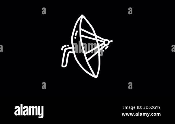 Simplistic satellite dish icon on a black background symbolizing ...