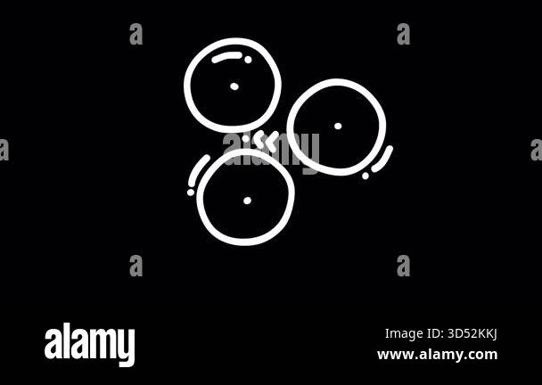 Abstract illustration of three interconnected circles on a black ...