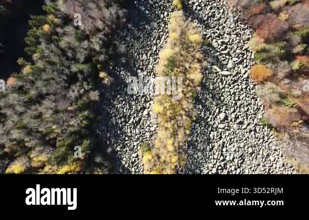 Aerial autumn view of Stone river know as Zlatnite Mostove (Golden Bridges) at Vitosha Mountain ...