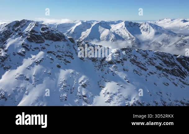 Amazing Aerial Winter view of Rila mountain near Musala peak, Bulgaria ...