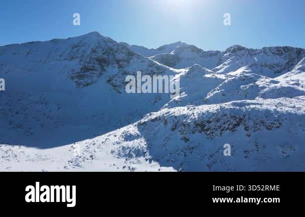 Amazing Aerial Winter view of Rila mountain near Musala peak, Bulgaria ...